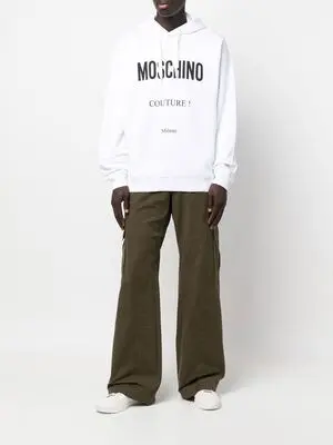 Moschino Print Cotton Hoodie - White