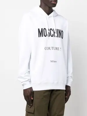 Moschino Print Cotton Hoodie - White