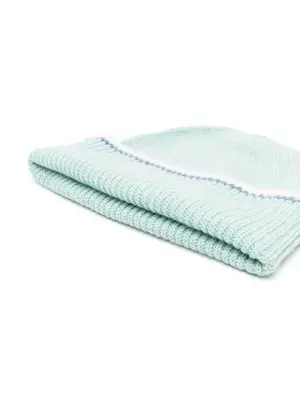 BARRIE Shearling-trim Cashmere Beanie - Blue