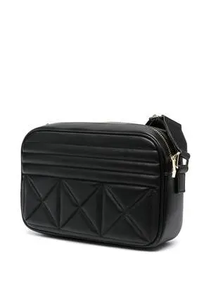 Moschino Quilted Crossbody Bag With Logo Plaque - Black