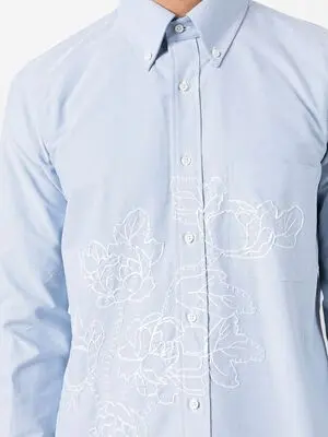 Thom Browne Floral-embroidered Long-sleeve Shirt