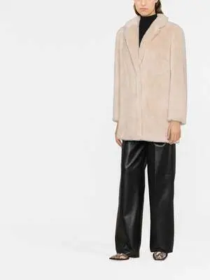 YVES SALOMON Shearling-trim Single-breasted Coat