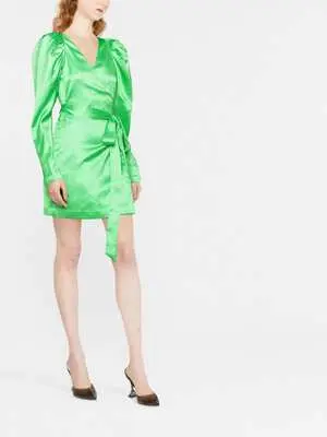 ROTATE BY BIRGER CHRISTENSEN Bridget Satin Wrap Mini Dress - Green