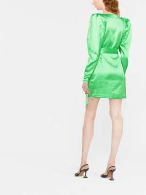 ROTATE BY BIRGER CHRISTENSEN Bridget Satin Wrap Mini Dress - Green