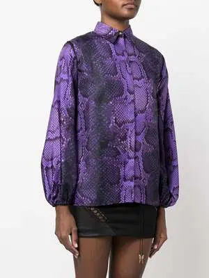 Roberto Cavalli Snake-print Silk Shirt - Purple