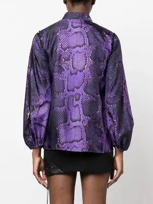 Roberto Cavalli Snake-print Silk Shirt - Purple