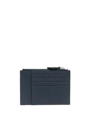 LANCEL Logo-patch Leather Card Holder - Blue