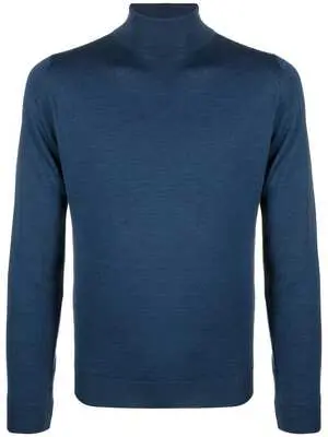 John Smedley Roll-neck Merino Jumper - Blue