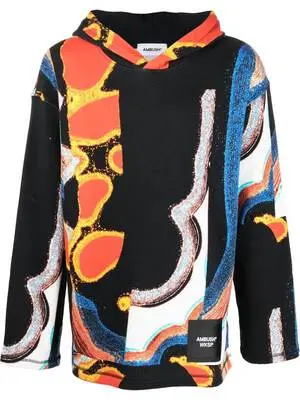 AMBUSH Abstract-print Hoodie - Black