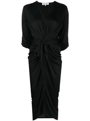 Diane Von Furstenberg Draped V-neck Midi Dress - Black