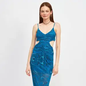EMORY PARK Zuri Mesh Maxi Dress - Blue Swirl