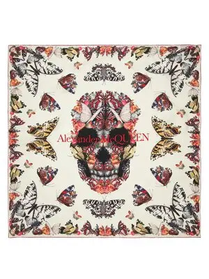 Alexander McQueen Butterfly Print Silk Twill Scarf