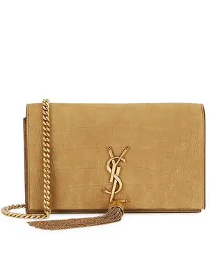 Saint Laurent Kate Camel Crocodile-effect Wallet-on-chain