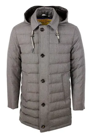 KIRED Wool And Cashmere Coat Padded With Real Goose Down With Detachable Hood
