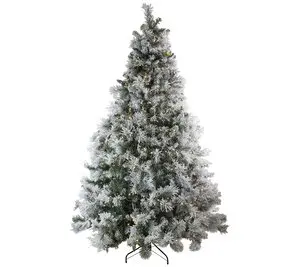 NORTHLIGHT 7.5' Lit Flocked Victoria Pine Xmas Ree Multicolor - One-color