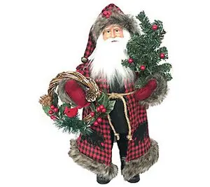 SANTA'S WORKSHOP 15' Plaid Black Bear Claus - One-color