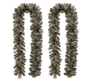 GLITZHOME 9' Glittered Pine Cone Led Lighted Ga Rland, Set Of - One-color