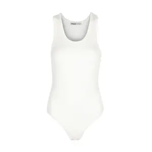 AGOLDE - Agolde White Ribbed Modal-blend Bodysuit - M