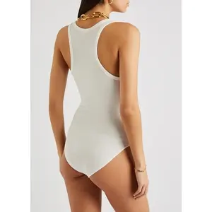 AGOLDE - Agolde White Ribbed Modal-blend Bodysuit - M