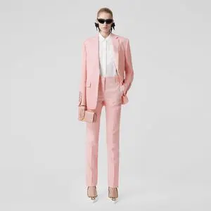 Burberry Grain De Poudre Wool Tailored Trousers Seashell Pink