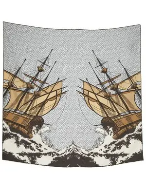 Burberry Monogram Print Silk Square Scarf - One-color