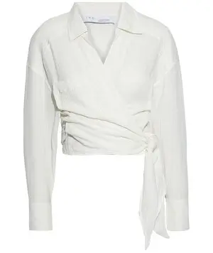 IRO PARIS Emain Cropped Cotton-blend Gauze Wrap Shirt