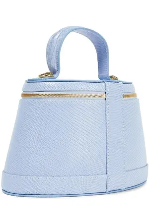 By Far Annie Lizard-effect Leather Tote Blue