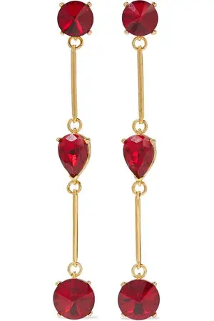 Oscar De La Renta Gold-tone Crystal Earrings