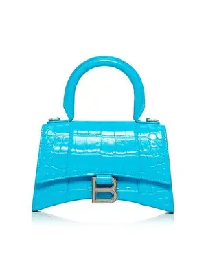 BALENCIAGA Hourglass Mini Croc-effect Leather Bag