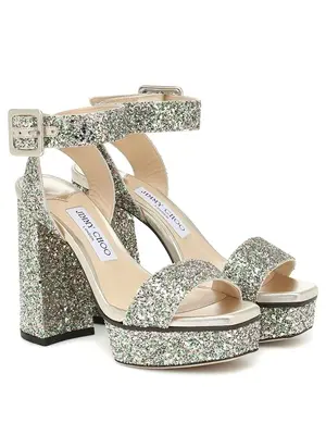 JIMMY CHOO Jax 115 Glitter Platform Sandals