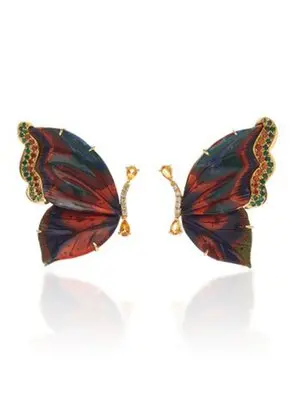 Casa Castro 18k Gold, Chrysocolla, Diamond And Mixed Stone Butterfly Earrings