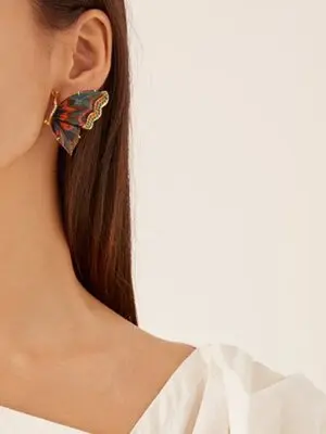 Casa Castro 18k Gold, Chrysocolla, Diamond And Mixed Stone Butterfly Earrings