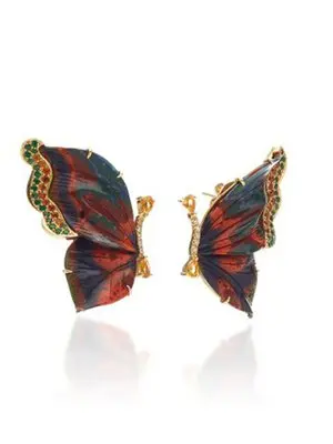 Casa Castro 18k Gold, Chrysocolla, Diamond And Mixed Stone Butterfly Earrings