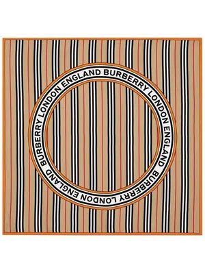 Burberry Icon Stripe And Logo Graphic Square Scarf