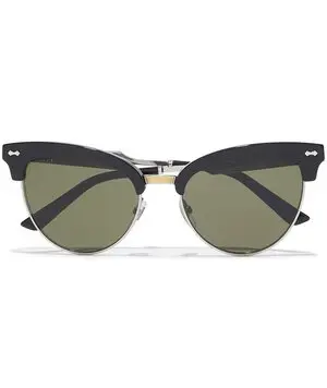 Gucci Cat-eye Acetate, Silver And Gold-tone Sunglasses