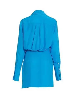 Gauge81 Naha Draped Silk Mini Shirt Dress