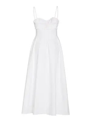 Khaite Felicia Smocked Cotton Dress