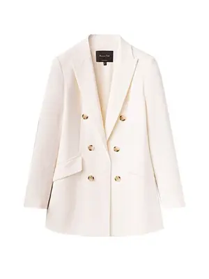 Massimo Dutti Crepe Mock Double Breasted Blazer - One-color