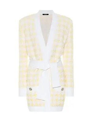 BALMAIN X MYTHERESA - Exclusive To Mytheresa – Houndstooth Jacquard Belted Cardigan