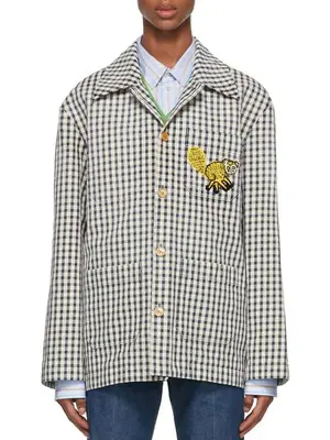 Gucci Navy & White Freya Hartas Edition Gingham Jacket - One-color