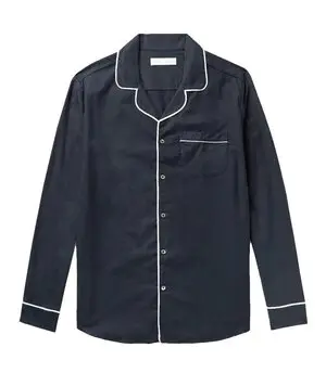 DESMOND & DEMPSEY Piped Brushed Cotton-flannel Pyjama Shirt
