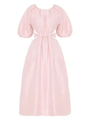 Aje Mimosa Cutout Linen-silk Midi Dress