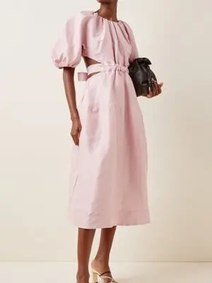 Aje Mimosa Cutout Linen-silk Midi Dress