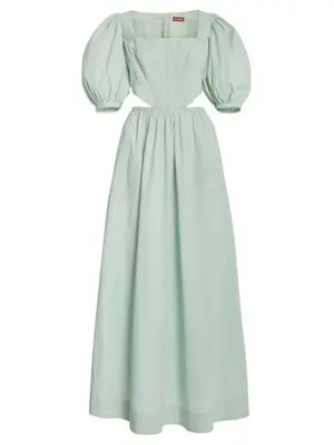 Staud Astro Puff-sleeve Cutout Maxi Dress