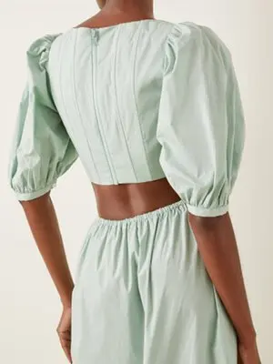 Staud Astro Puff-sleeve Cutout Maxi Dress