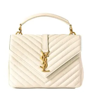 Saint Laurent Off-white College Medium Quilted Leather Tote