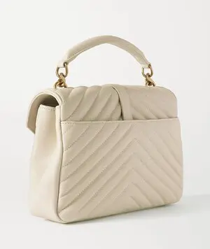 Saint Laurent Off-white College Medium Quilted Leather Tote