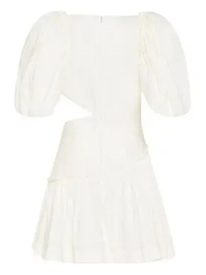 Aje Chateau Asymmetric Cutout Linen-blend Mini Dress