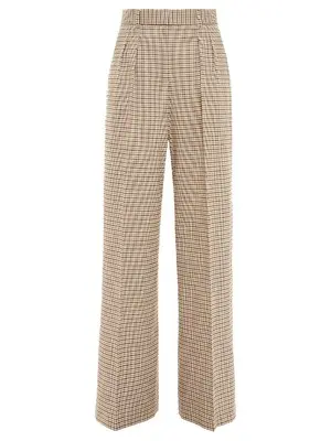 REBECCA VALLANCE Cocoa Checked Jacquard Wide-leg Pants