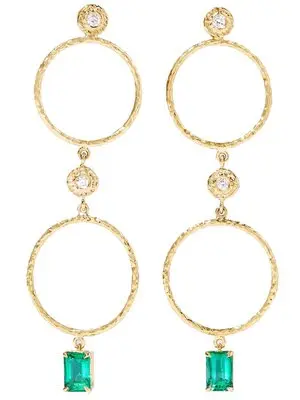 OCTAVIA ELIZABETH Nesting Gem 18-karat Recycled Gold, Emerald, And Diamond Earrings